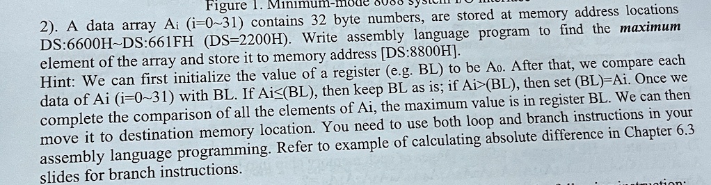2 a data array ai i031 contains 32 byte numbers are stored at memory ...