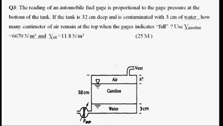 Q3: The reading of an automobile fuel gage is proportional...