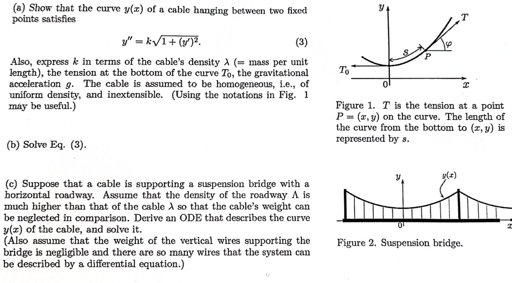 SOLVED: Figure 1. T is the tension at a point P=(x,y) on the curve. The ...