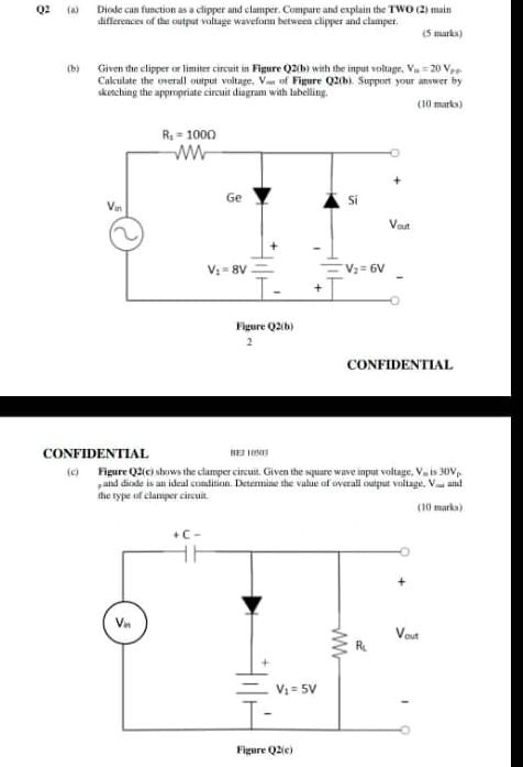 SOLVED: Diodes can function as clippers and clamps. Compare and explain the two main (2 ...