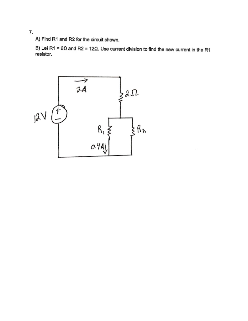 SOLVED: A) Find R1 and R2 for the circuit shown. B) Let Ri = 80 and R2 = 120. Use current ...
