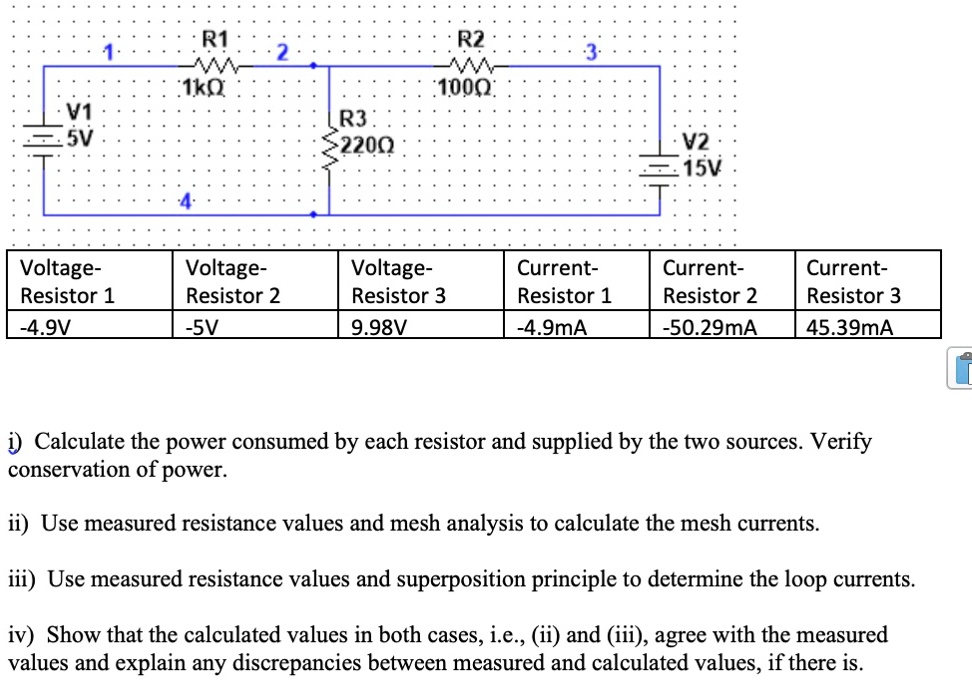 V1 5V R1 2 1k? R3: 2200 R2 1000 V2 15V Voltage- Resistor 1 -4.9V Voltage- Resistor 2 Voltage ...