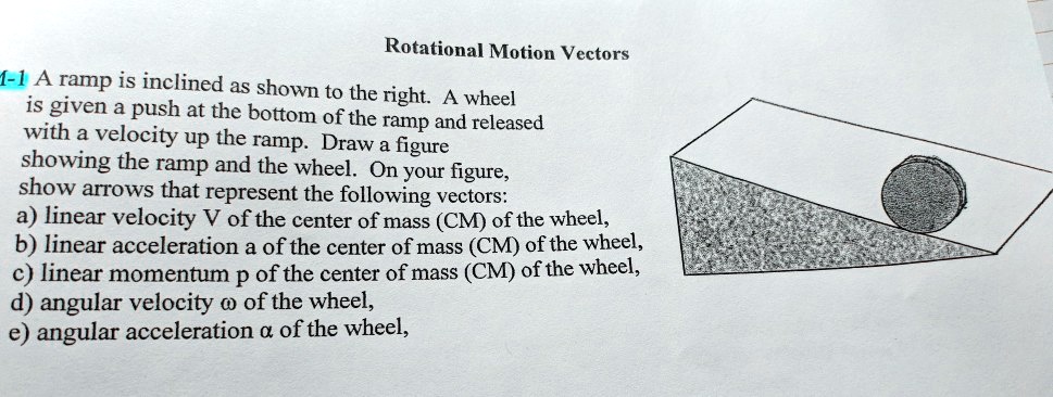 SOLVED: Rotational Motion Vectors 1-1 A ramp is inclined as shown is ...
