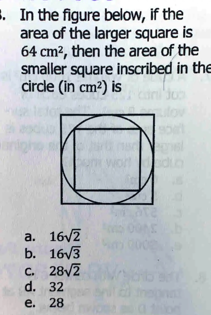 In the figure below, if the area of the larger square is 64...