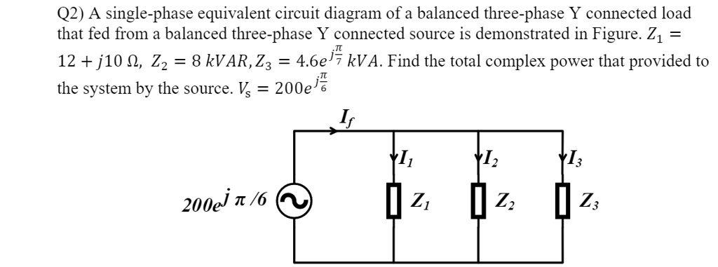 Solved Q2 A Single Phase Equivalent Circuit Diagram Of A Balanced Three Phase Y Connected Load