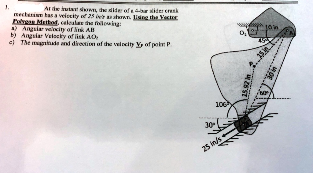 SOLVED: At the instant shown, the slider of a 4-bar slider crank ...