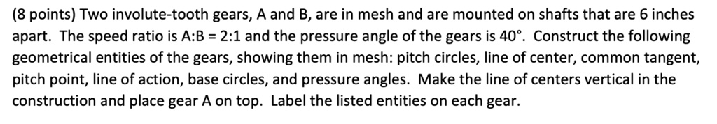 SOLVED: Theory of Machines (8 points) Two involute-tooth gears, A and B, are in mesh and are ...