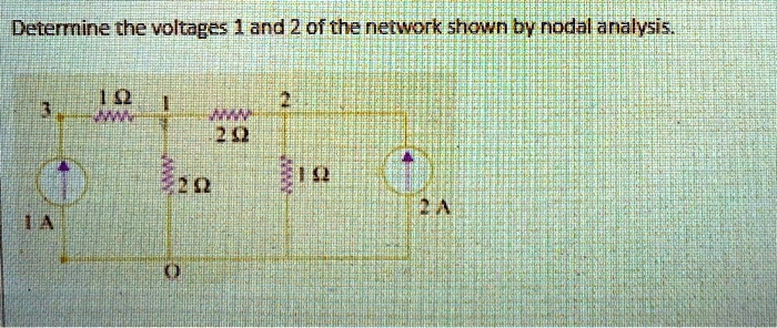 SOLVED: Determine the voltages 1 and 2 of the network shown by nodal analysis 212 2A 1A