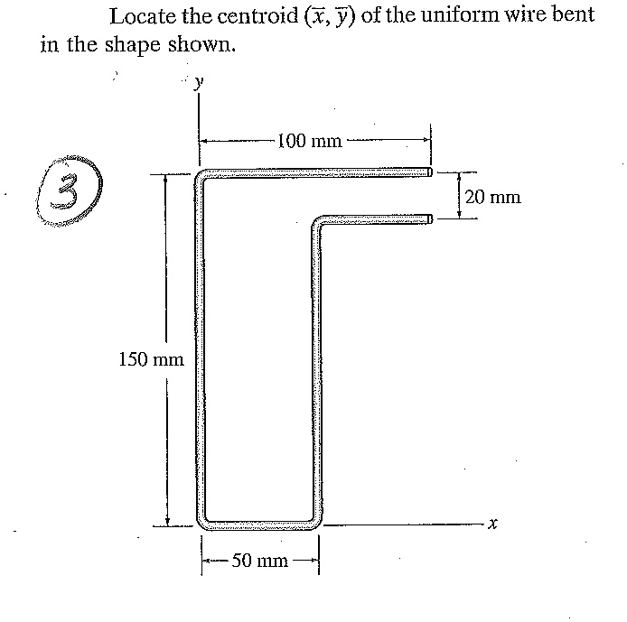 Locate the centroid (x̅, y̅) of the uniform wire bent in the shape ...