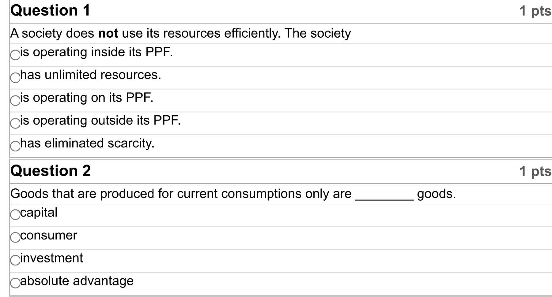 SOLVED: Question 1 1 pts A society does not use its resources ... SOLVED: Question 1 1 pts A society does not use its resources ...