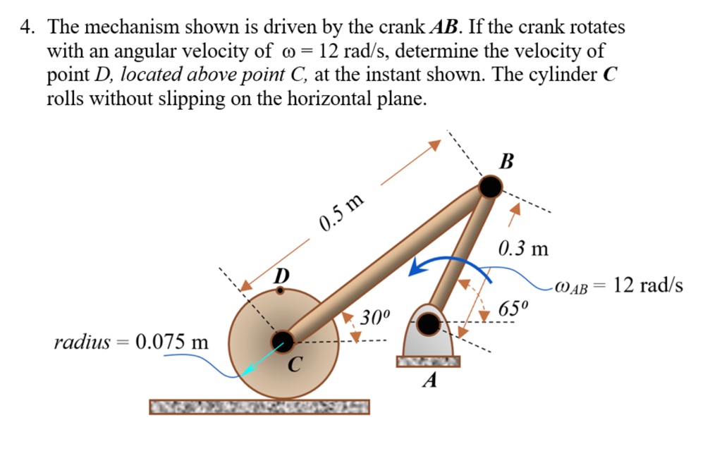 4. The mechanism shown is driven by the crank AB. If the crank rotates ...