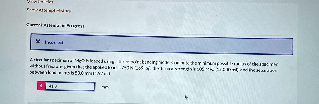 view policies show attempt history current attempt in progress incorrect a circular specimen of ...