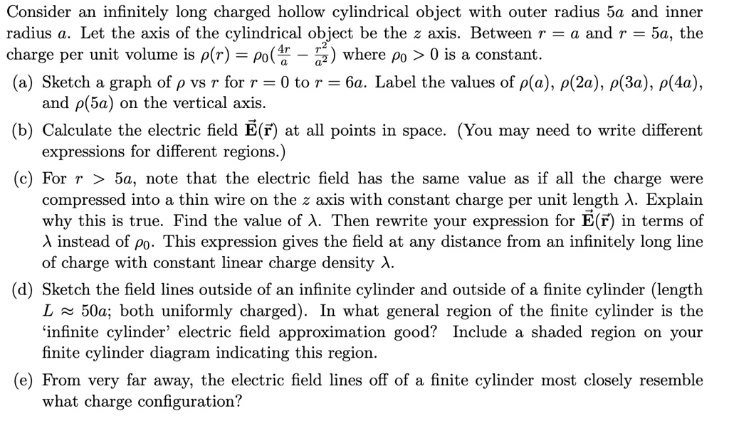 SOLVED: Consider an infinitely long charged hollow cylindrical object ...