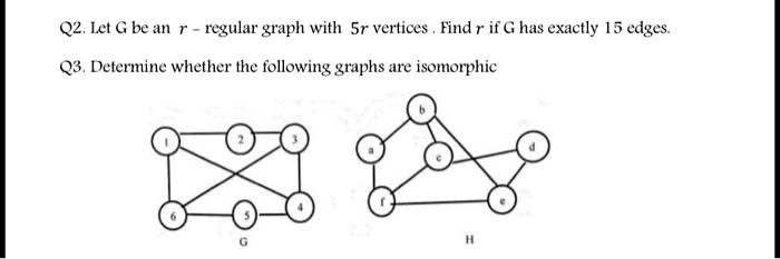 SOLVED: 02. Let G be an r regular graph with Sr vertices Find r if G ...