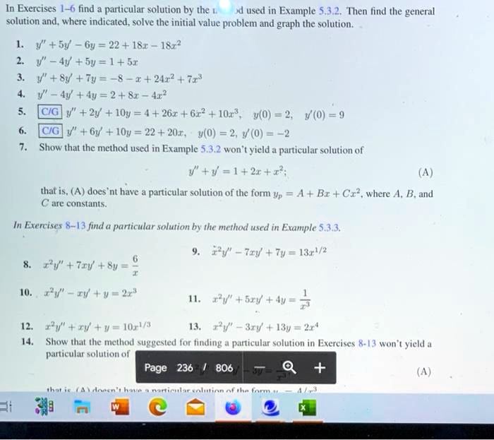 Solved In Exercises 6 Find Particular Solution By The Used In