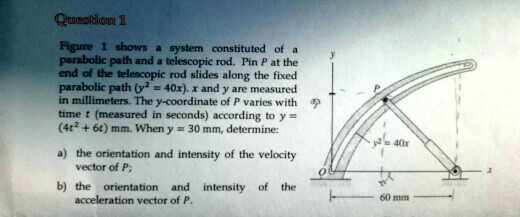 Question 1 Figure 1 shows a system constituted of a parabolic path and ...