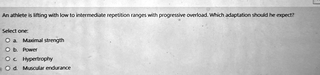 An athlete is lifting with low to intermediate repetition ranges with ...