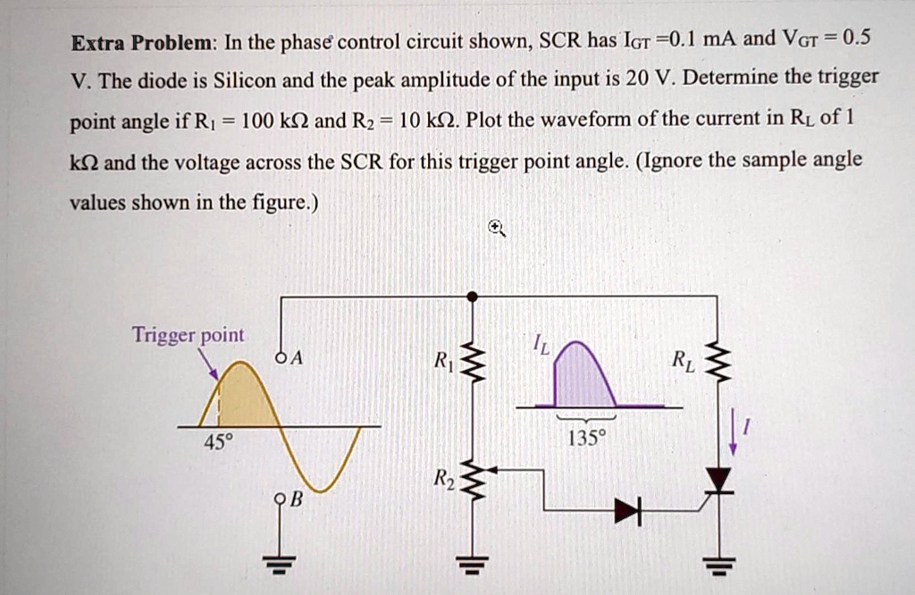 SOLVED: Extra Problem: In the phase control circuit shown, the SCR has ...