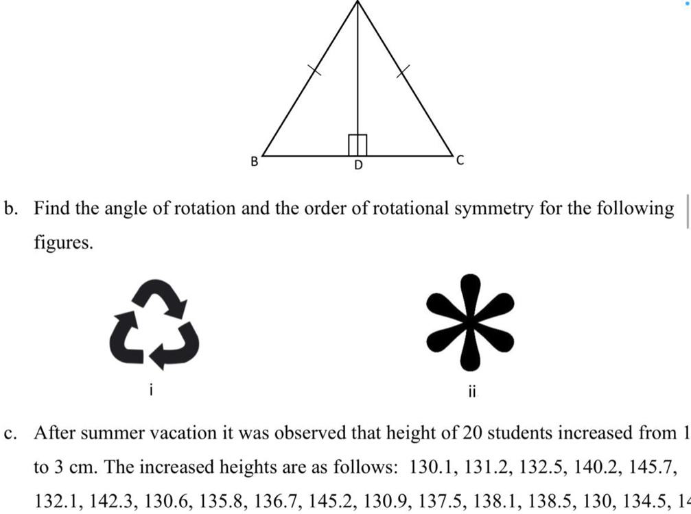 'Find the angle of rotation and the order of rotational symmetry for ...