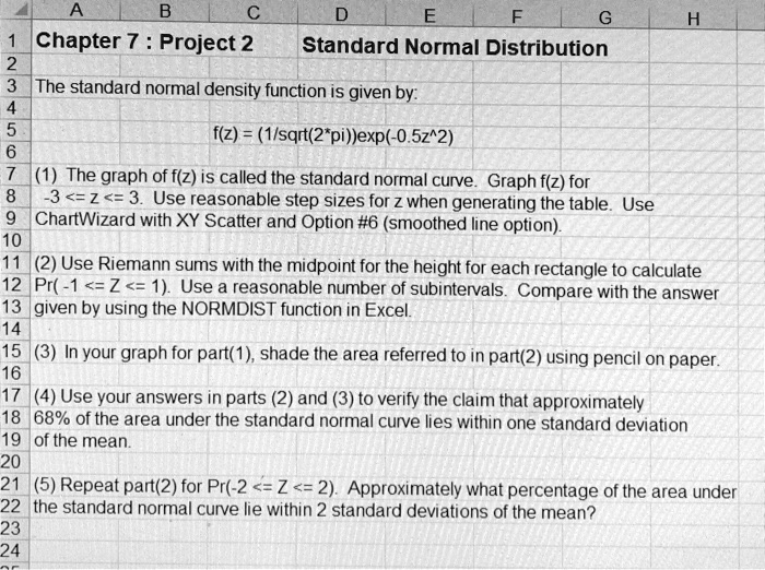 SOLVED: Text: Chapter 7 Project 2 Standard Normal Distribution The ...