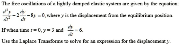 SOLVED: The free oscillations of a lightly damped elastic system are ...
