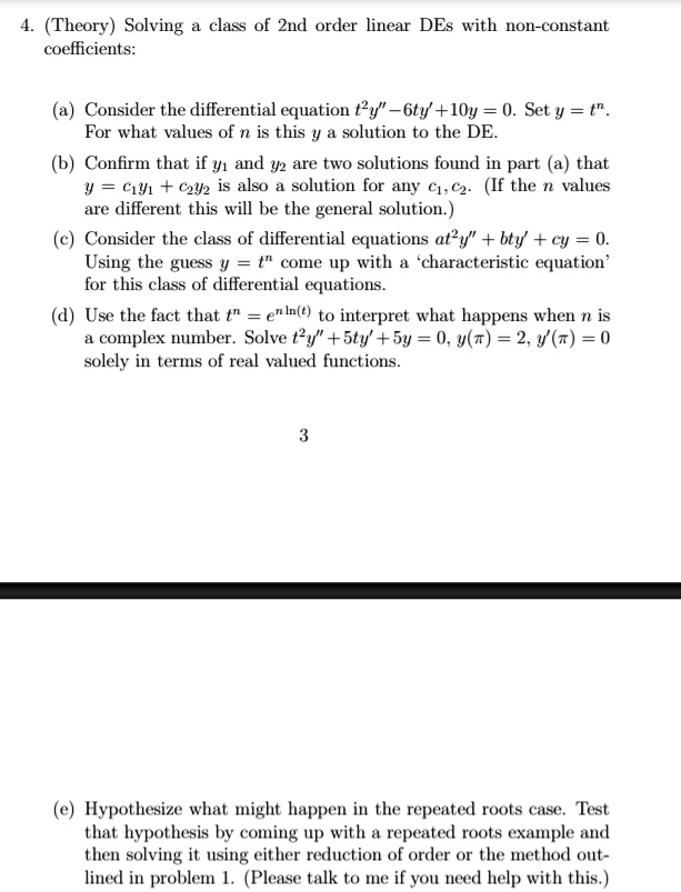 theory solving class of 2nd order linear des with non constant ...