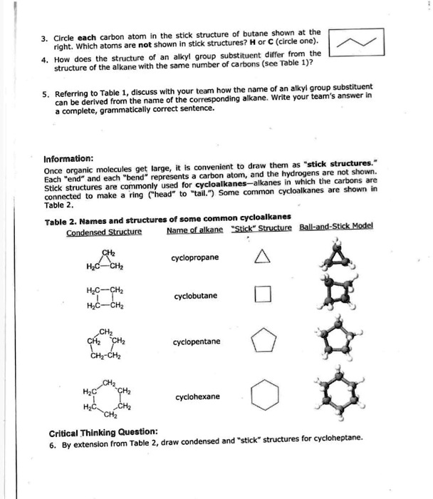 SOLVED: the stick structure of butane shown Circle each carbon atom not ...