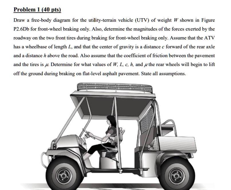 SOLVED: Problem 1 (40 pts) Draw a free-body diagram for the utility ...