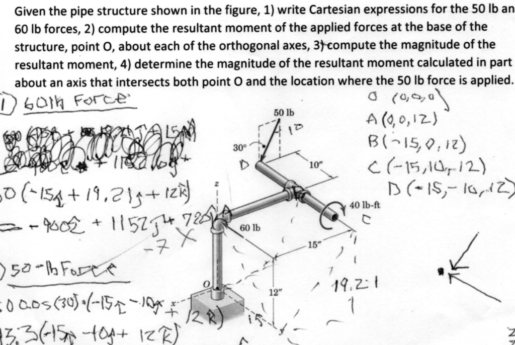 Given the pipe structure shown in the figure, 1) write Cartesian ...