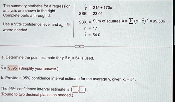 SOLVED: Can you show how to solve using Excel? The summary statistics ...