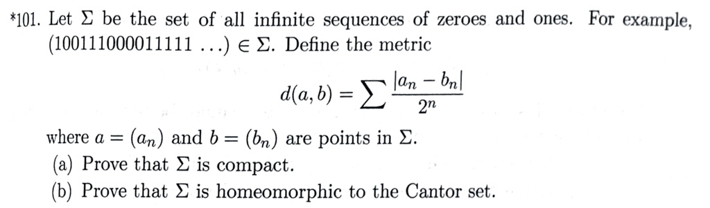 SOLVED: *101. Let X be the set of all infinite sequences of zeroes and ones. For example ...