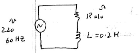 SOLVED: In the circuit given below: V= 220V Frequency= 60 Hz R= 10 ohms ...