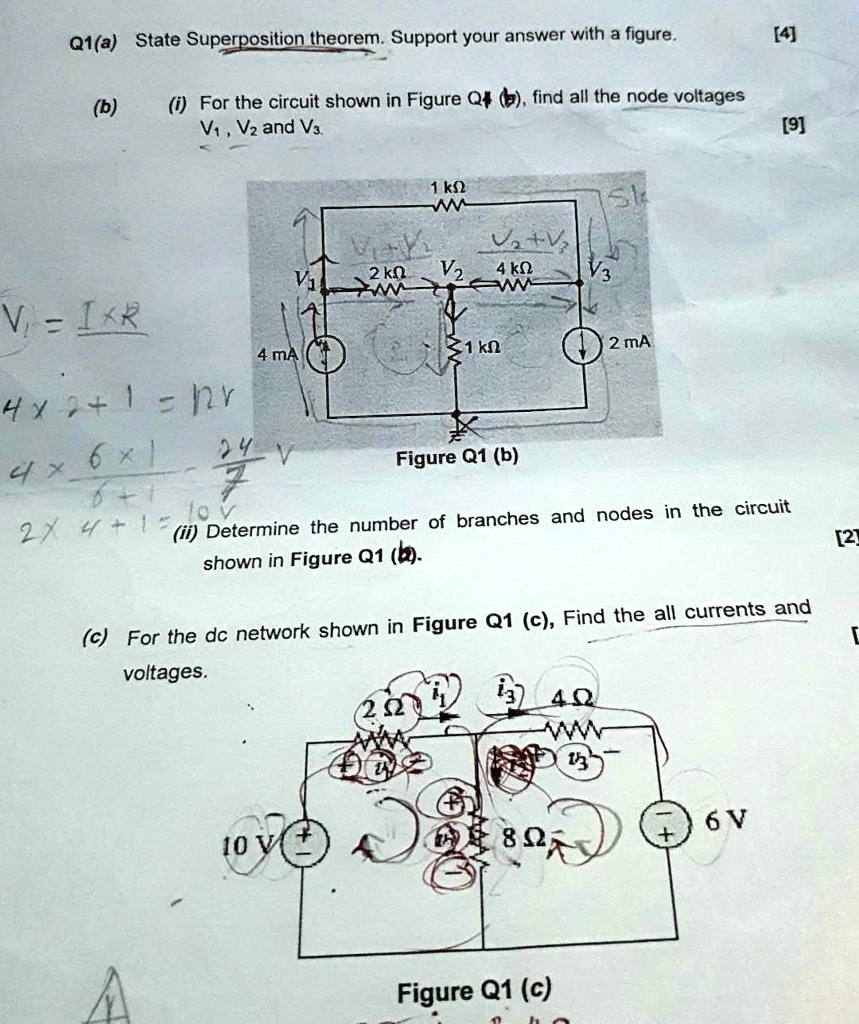 SOLVED: Texts: Q1(a) State Superposition theorem. Support your answer with a figure. [4] (b) i ...