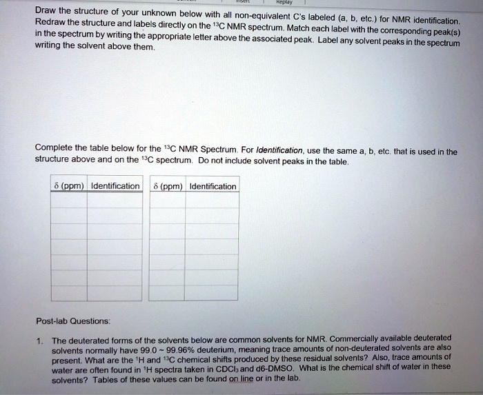 SOLVED: Draw the structure of your unknown below with all non ...
