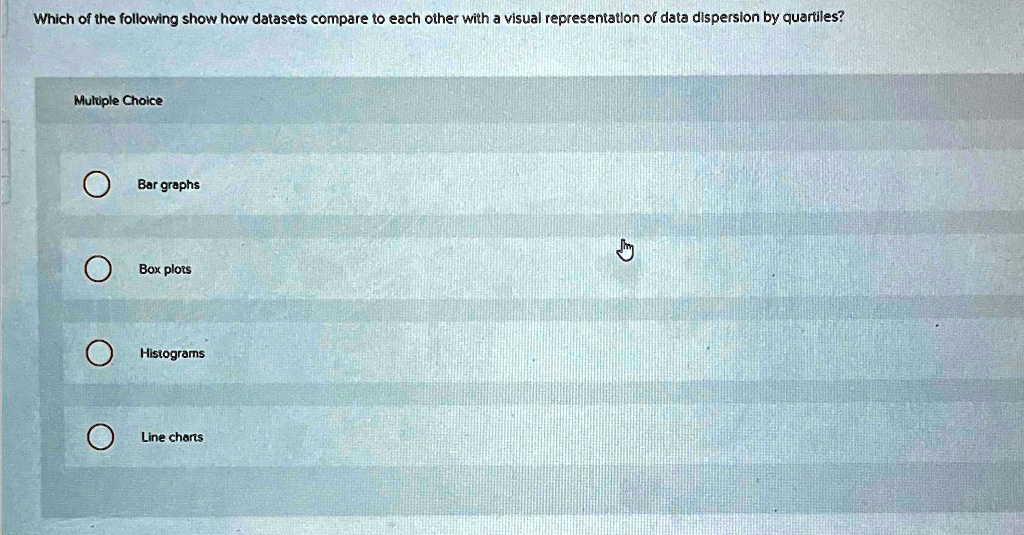 Which of the following show how datasets compare to each other with a visual representation of ...