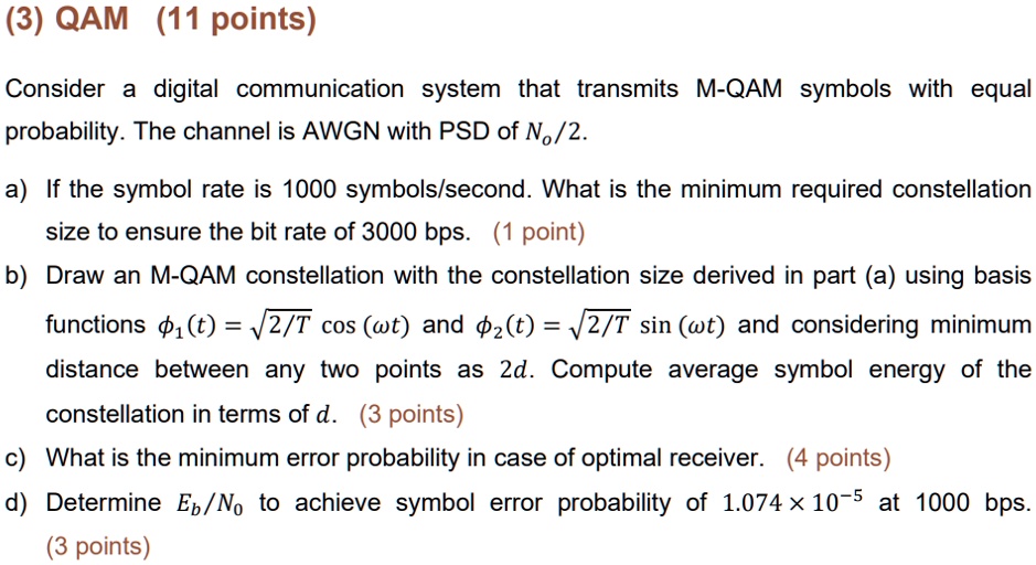 3 qam 11 points consider digital communication system that transmits m ...