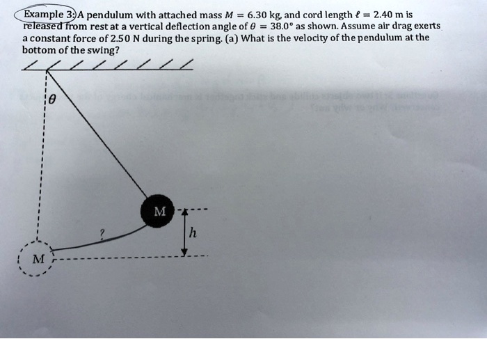 Example pendulum with attached mass M = 6.30 kg and cord length =240 m ...