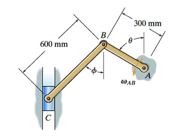 SOLVED: Rod AB is rotating with an angular velocity of Ï‰AB = 78 rad/s ...