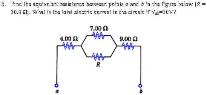 SOLVED: Find the equivalent resistance between points a and b in the figure below (R = 30.0 Ω ...
