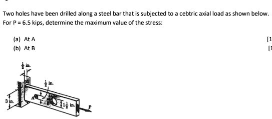 SOLVED: Two holes have been drilled along a steel bar that is subjected ...