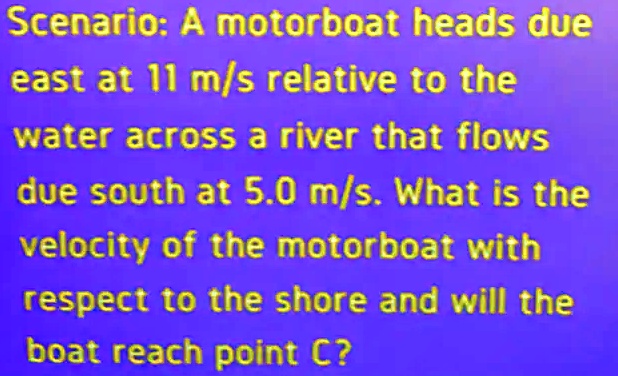 Scenario: A motorboat heads due east at I1 m/s relative t0 the water ...