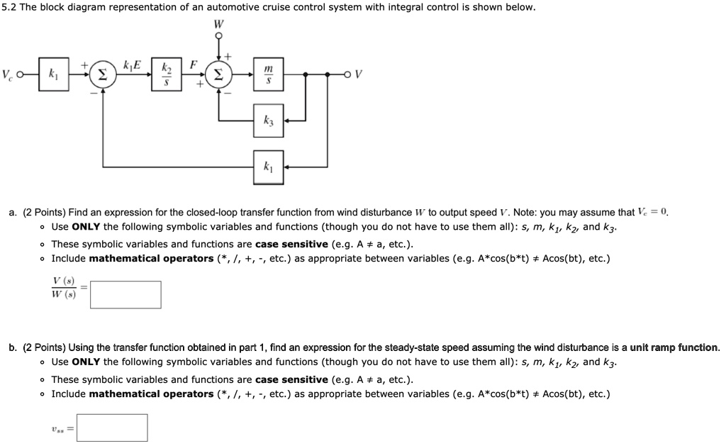 SOLVED: The block diagram representation of an automotive cruise ...