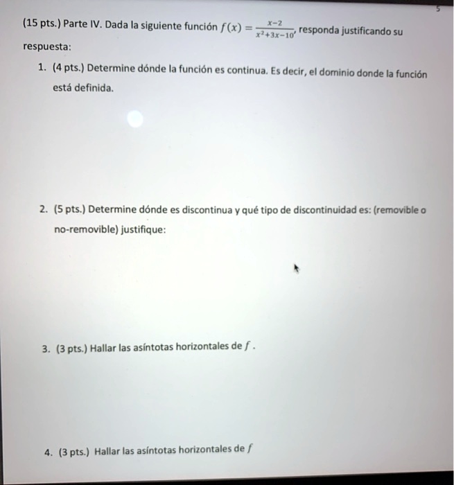 SOLVED: (15 pts ) Parte IV. Dada la siguiente funcion f (x) TirITe 10 ... SOLVED: (15 pts ) Parte IV. Dada la siguiente funcion f (x) TirITe 10 ...
