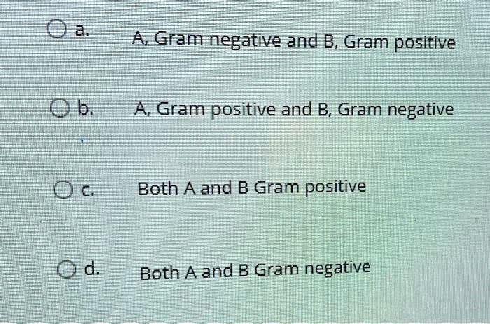 SOLVED:Fe @ A Gram negative and B, Gram positive 9b. A Gram positive ...
