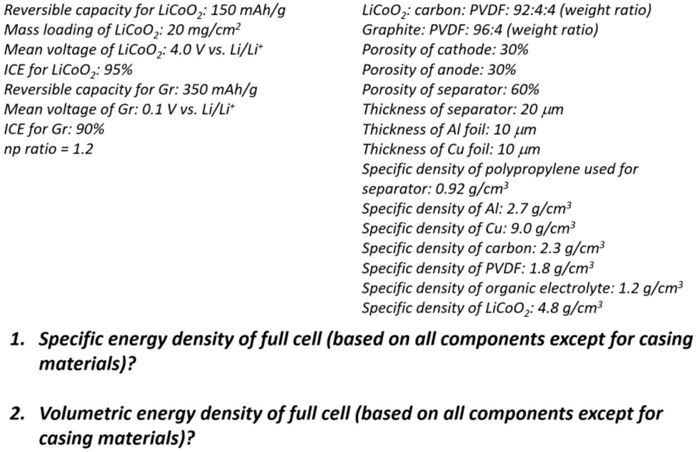 SOLVED: Please calculate the specific energy density and volumetric ...
