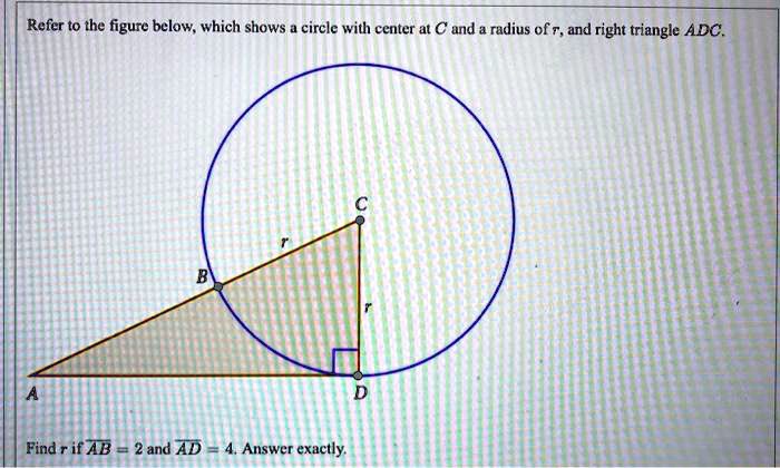 refer t0 the figure below which shows circle with center at c und radius of and right triangle ...