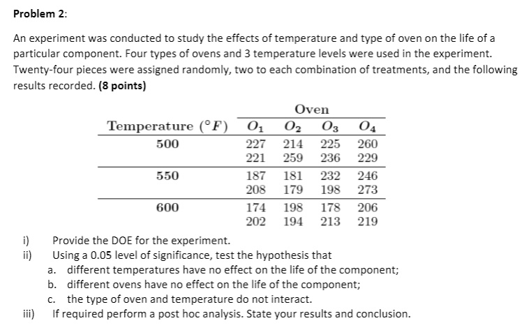 problem 2 an experiment was conducted to study the effects of ...