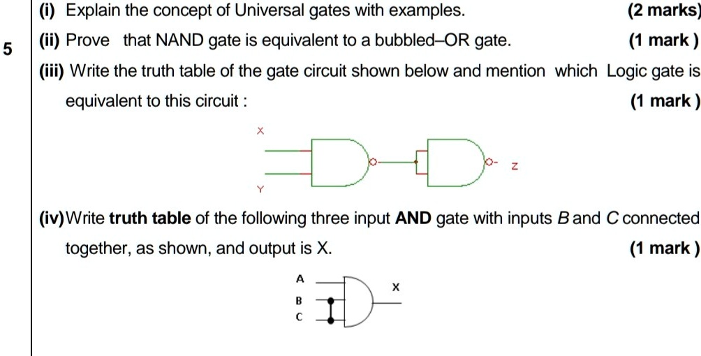 SOLVED: Explain the concept of Universal gates with examples: (2 marks ...