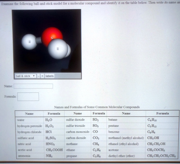 Examine the following ball-and-stick model for a molecular compound and ...