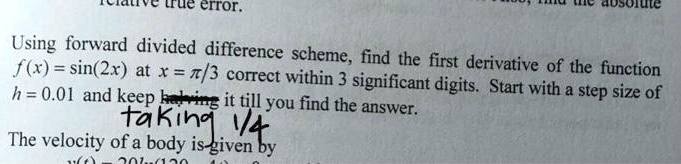 lruc ertor 4ujuiulc using forward divided difference scheme find the fx ...